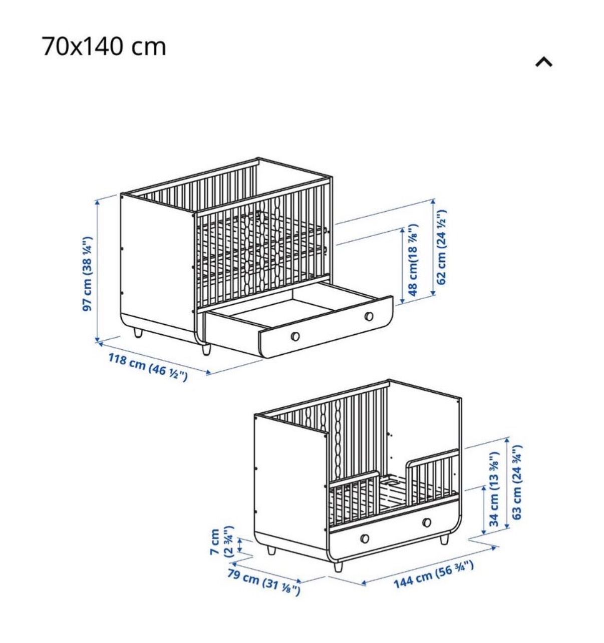 Ikea MYLLRA Cot Bed with Drawer - As New Condition! (Gebraucht) in ...