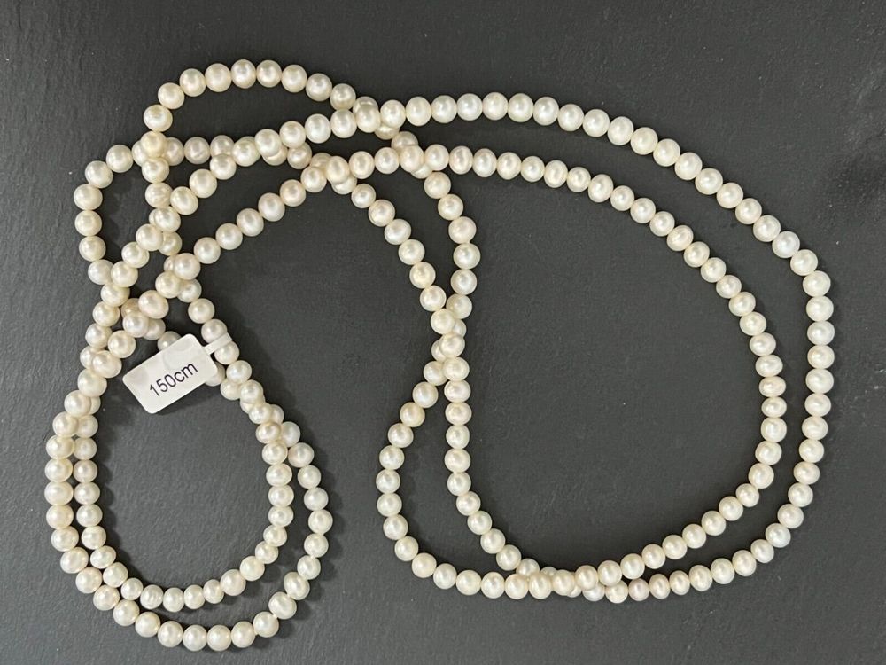 150 cm lang! Wunderschöne echte Perlenkette tolle Qualität (Neu (gemäss ...