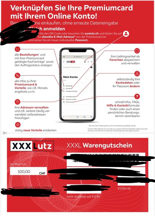 XXXLutz Gutschein CHF 100.- (Neu und originalverpackt) in Oberuzwil für CHF 75 – mit Lieferung ...