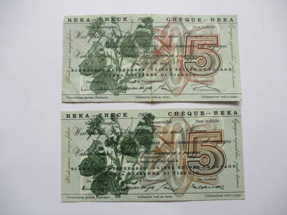 2 anciens chèques Reka september 1966 serie B (Gebraucht) in La Sarraz ...