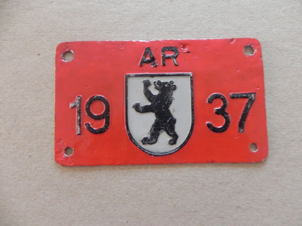 Velonummer Rad Velo Nummer AR 37 Appenzell Ausserhoden 1937 (Gebraucht ...