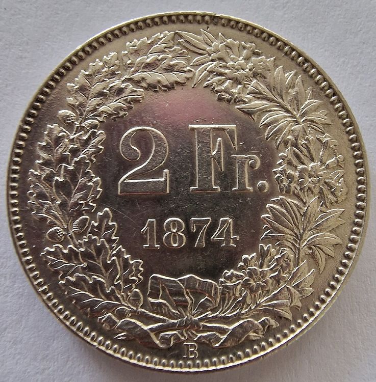 1874 B Antike 2 Schweizer Franken Münze VORZ-UNZ (Neu (gemäss Beschreibung)) in Gisikon für CHF ...