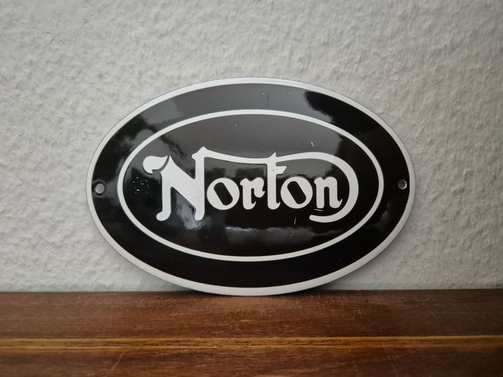 Emailschild Norton Motorcycles Logo Emaille Schild Reklame | Kaufen auf ...