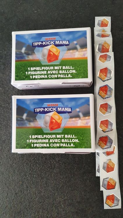 46 xTipp-Kick Mania Migros Sticker , 2Spielfigur it Ball OVP (Neu und ...