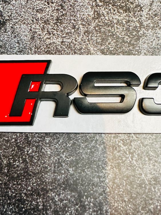 Audi RS3 Emblem Schriftzug Logo aus Metall Rot/Schwarzmatt (Neu und ...
