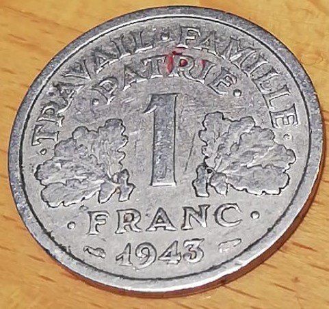 Münze Frankreich, ETAT FRANCAIS 1 FRANC 1943 (Gebraucht) in Wolfhalden ...