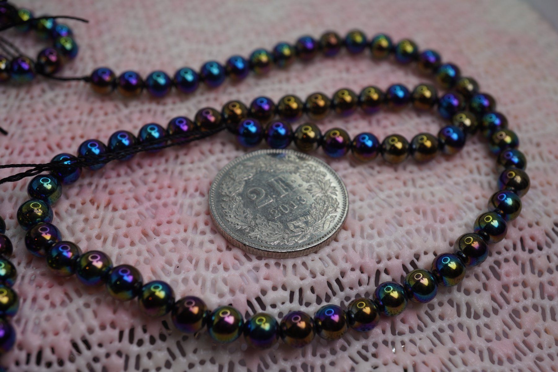 Kugel Strang 6mm Hämatit Mit Titan Bedampft (Neu und originalverpackt ...