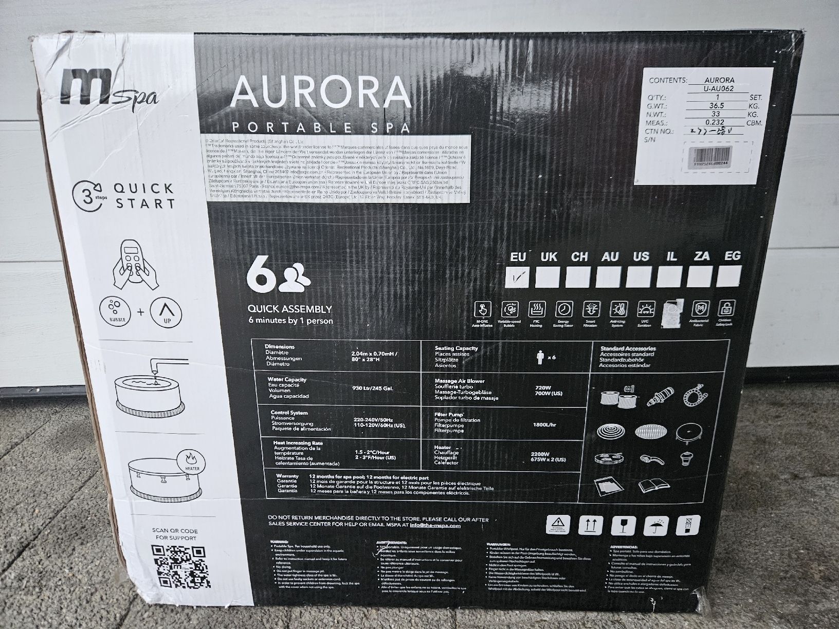 MSpa urban Aurora whirlpool/jacuzzi (Neu und originalverpackt) in ...
