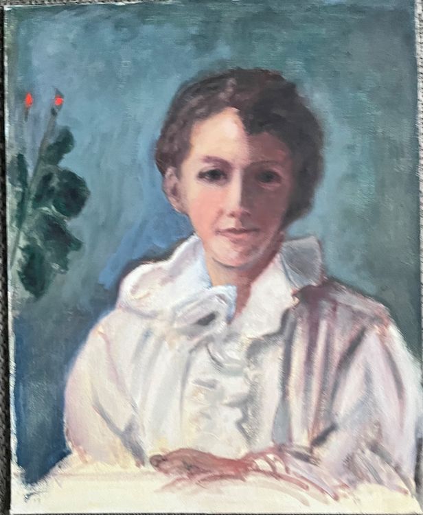 Damen Portrait Gemälde mit Blumen (Gebraucht) in Root für CHF 19 – mit Lieferung auf Ricardo kaufen