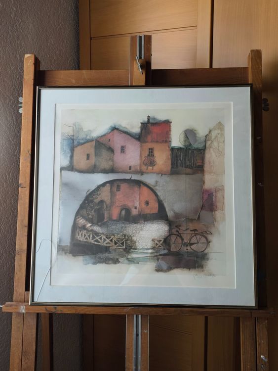 Gemälde "Brücke", gerahmt, Pastellfarben, signiert (Gebraucht) in Walkringen für CHF 25 – mit ...