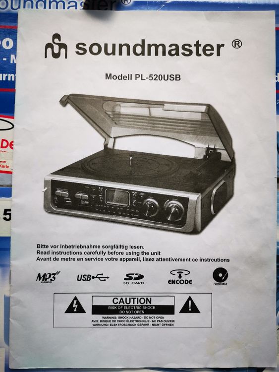 Soundmaster Stereo Plattenspieler PL-520USB (Neu (gemäss Beschreibung ...