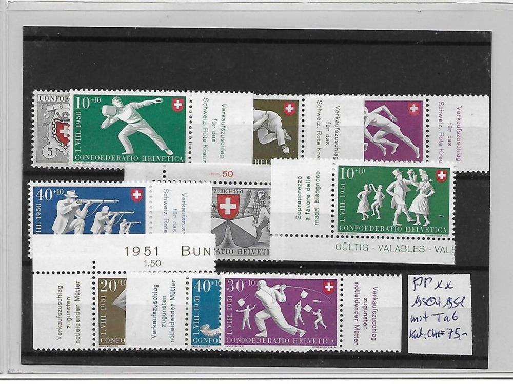 PP ** 1950 + 1951 mit Tab Kat: CHF 75.- (Neu (gemäss Beschreibung)) in Basel für CHF 4 – mit ...