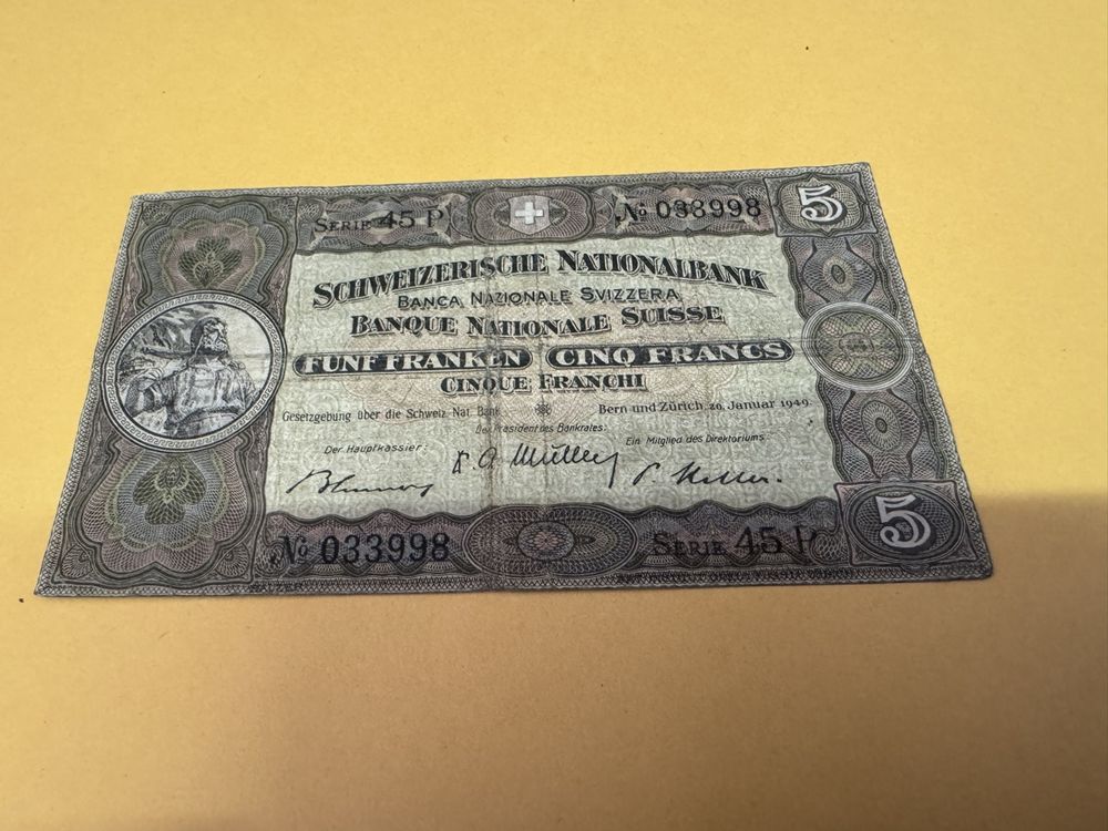 5 Franken Note von 1940 aus der Schwei (Gebraucht) in Chur für CHF 10 ...