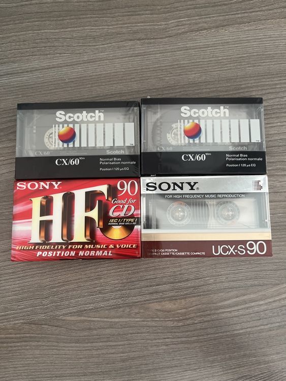 Lot de 4 cassettes audio vintage Sony Scotch (Neuf avec emballage d ...