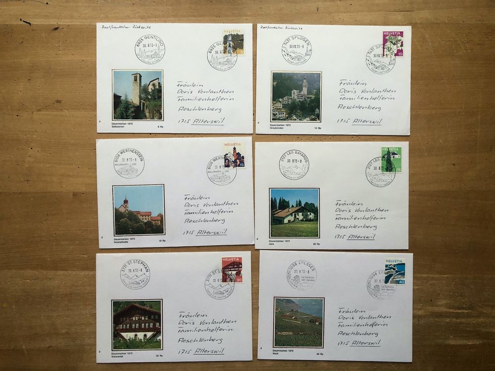 CH:1973 Landschaftsbilder/Paysages 11 enveloppes/Umschläge.. (Gebraucht) in Neuchâtel für CHF 1 ...