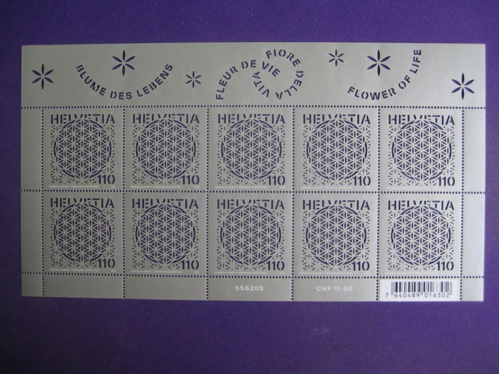 Bogen mit Sondermarken "BLUME DES LEBENS" (Neu (gemäss Beschreibung)) in Wangs für CHF 17.5 ...