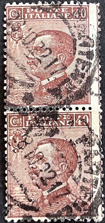 Italien Briefmarkenpaar, 40 Cent. Rot, König Viktor Emanuel (Gebraucht ...