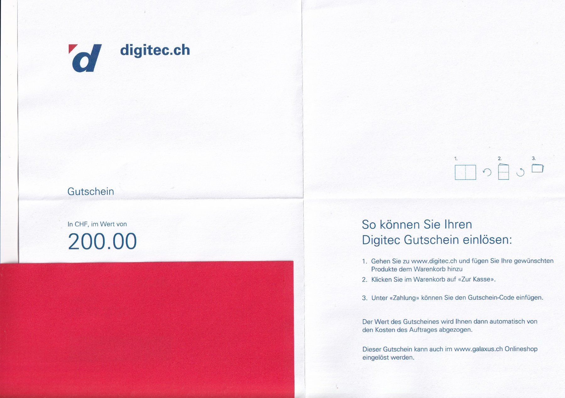 Digitec Gutschein im Wert von 200.- CHF zu verkaufen (Neu (gemäss ...