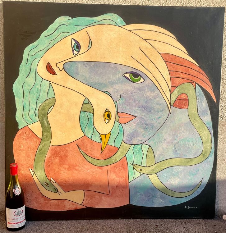 Grosse sehr Interessante Pop Art Öl auf Leinwand Gemälde sig | Kaufen auf Ricardo