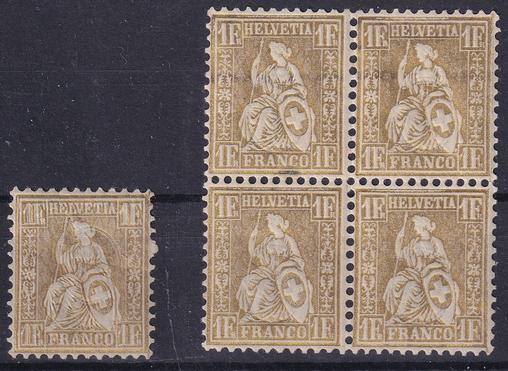 Sitzende Helvetia Nr. 36 4er Block und einzeln ** | Kaufen auf Ricardo