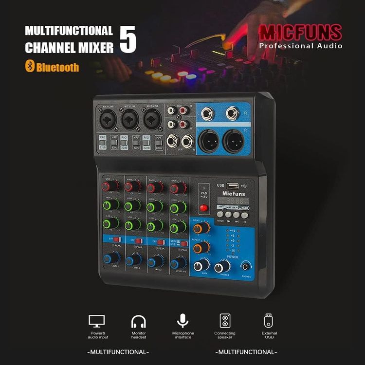Mini Audio DJ Mixer Soundboard Konsolensystem Bluetooth 48V (Neu und originalverpackt) in ...