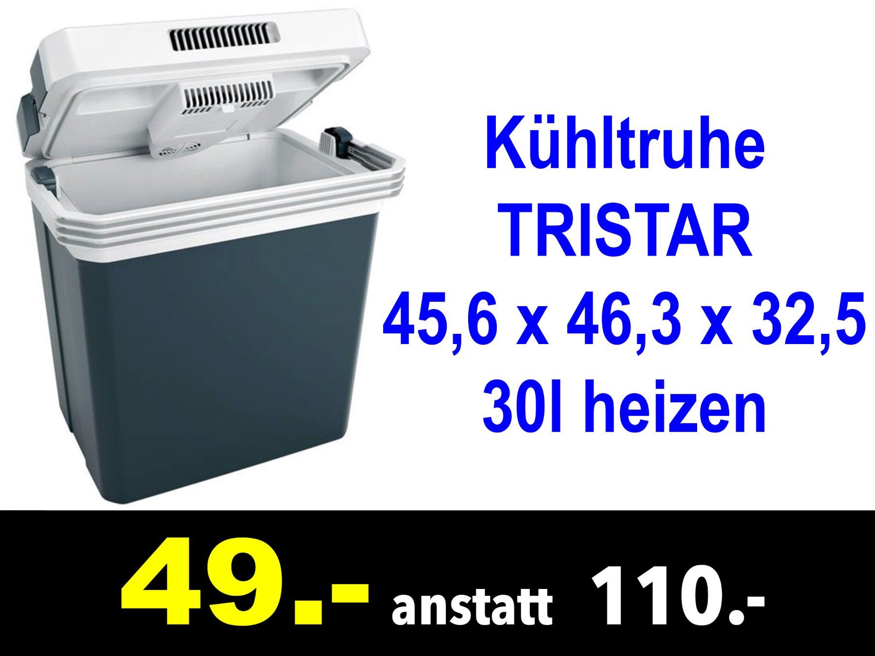 🔴 Kühltruhe TRISTAR 45,6 x 46,3 x 32,5 30l heizen /024B (Neu und ...