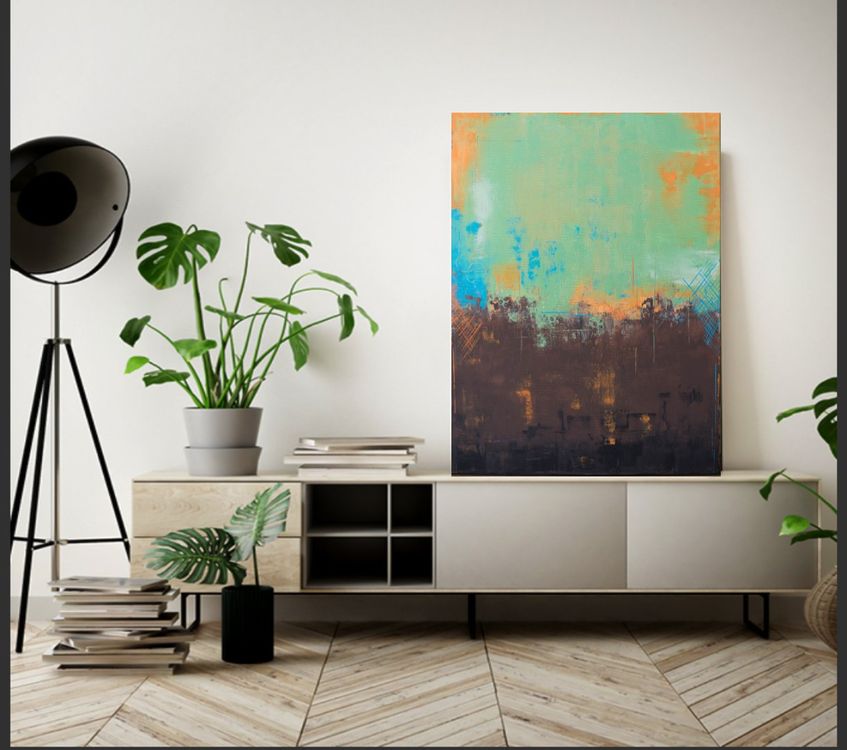 Acrylbild abstrakt grün braun Unikat (Neu und originalverpackt) in Rheinau für CHF 120 – mit ...