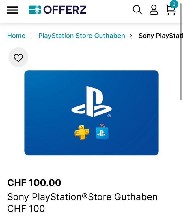 PSN 100.- Gutschein Schweiz | Kaufen auf Ricardo