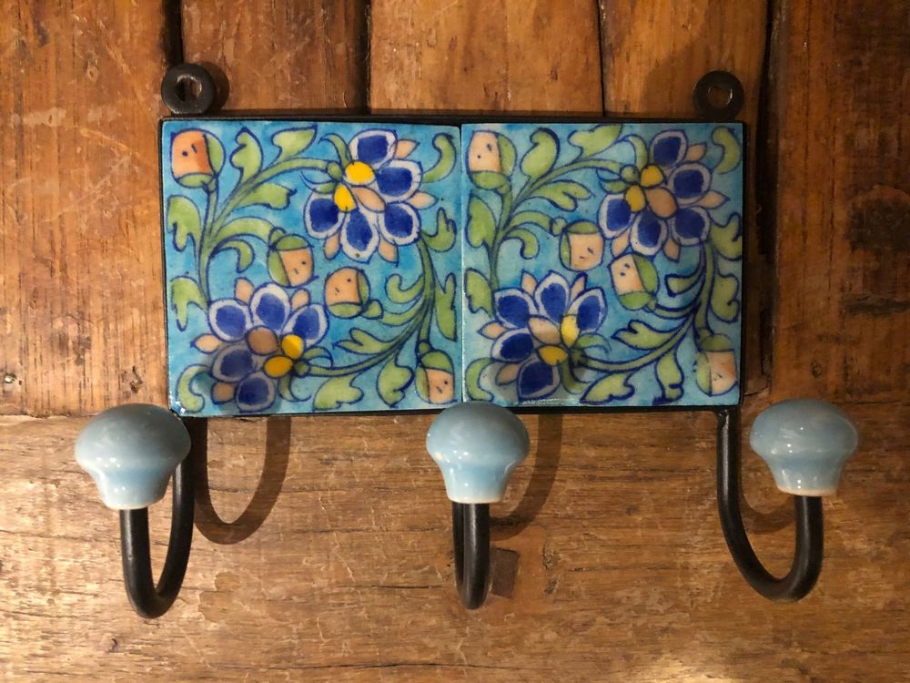 Kleiderhaken blau Blumen Haken Eisen Garderobe Wandhaken (Gebraucht) in ...