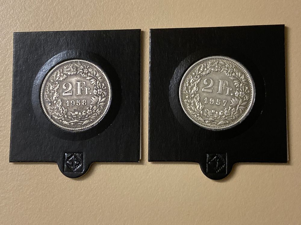2x 2.- Fr. Silber Münze Schweiz 1957+1958 | Kaufen auf Ricardo