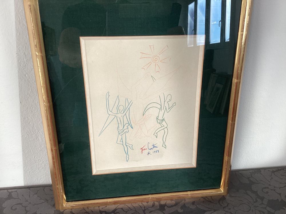 Jean COCTEAU (1889-1963) tableau crayon couleurs signé daté | Kaufen ...