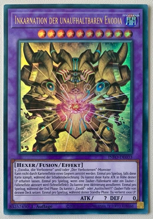 YuGiOh Inkarnation der unaufhaltbaren Exodia (Neu (gemäss Beschreibung ...