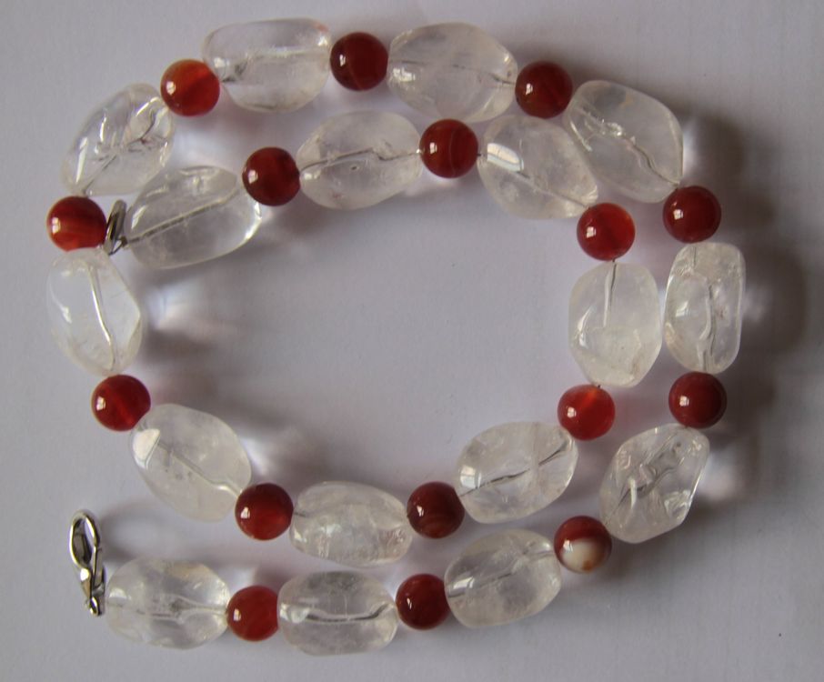 NEU: Bergkristall Karneol Kette Collier Schmuck Edelstahl (Neu (gemäss ...