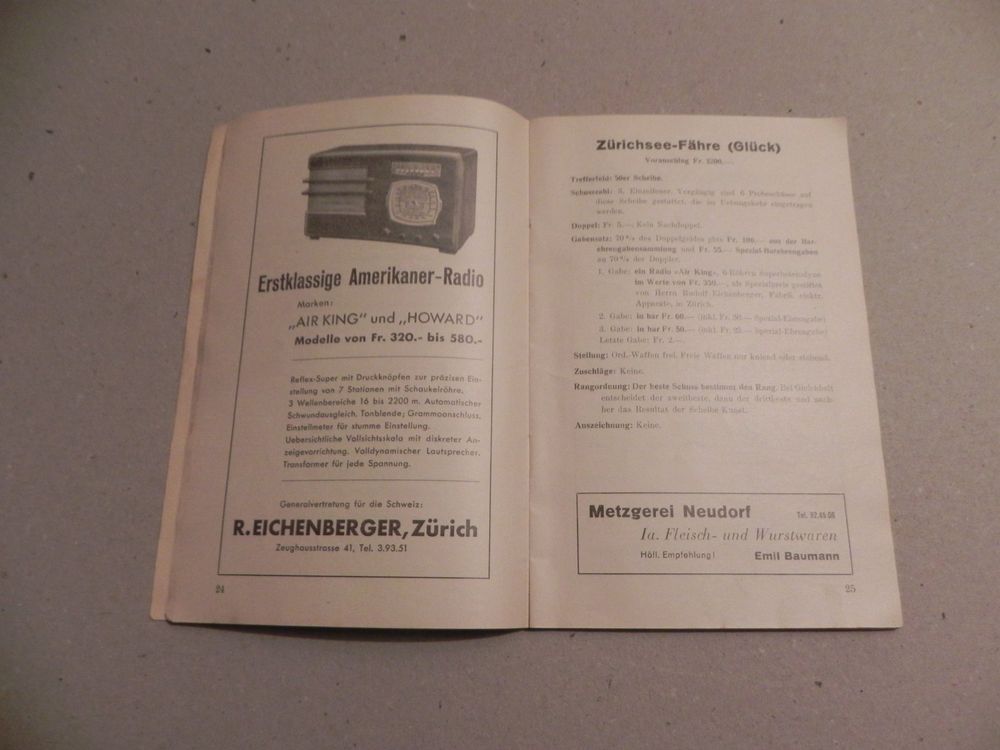 Schiessplan Schützenfest 1939 Horgen ZH Universal Motorrad (Gebraucht) in Siebnen für CHF 22 ...