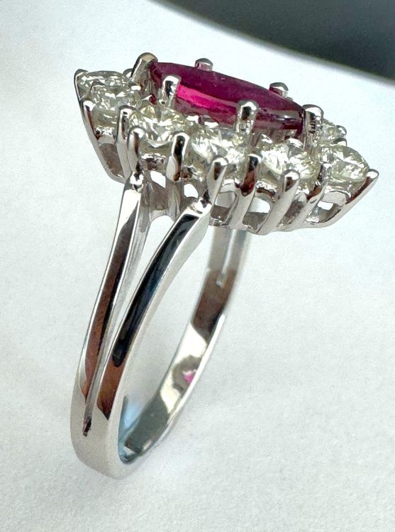 Weiss-Gold-Ring 750 Brillanten & Blutroter Rubin von C.B. (Gebraucht ...