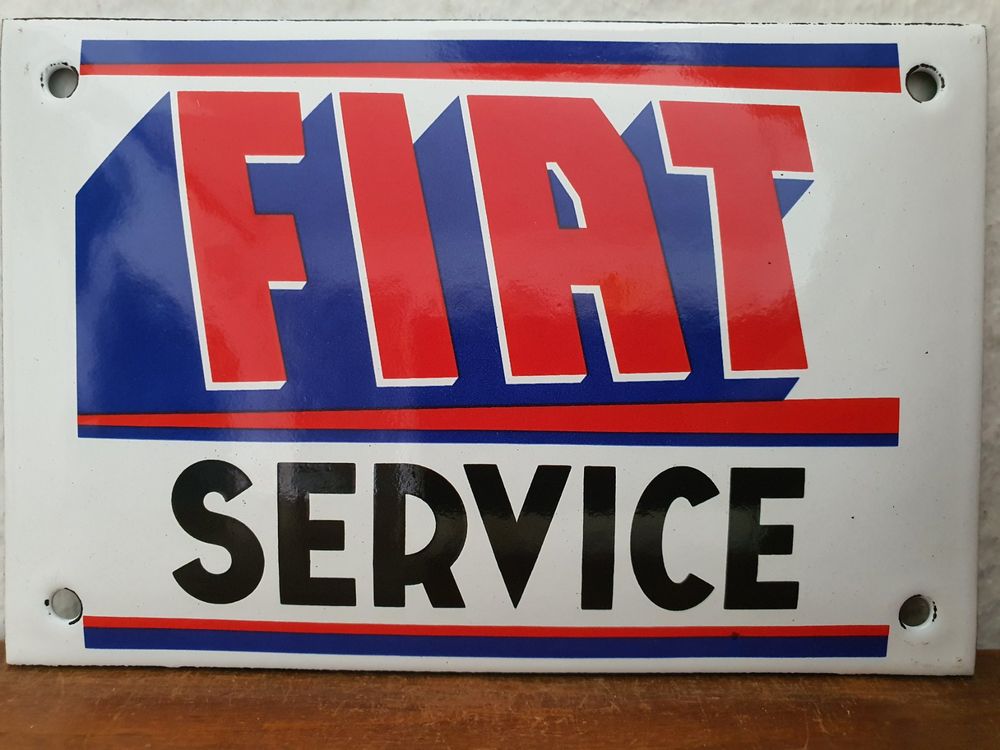 Emailschild FIAT Service Logo Emaille Schild Reklame Retro | Kaufen auf ...