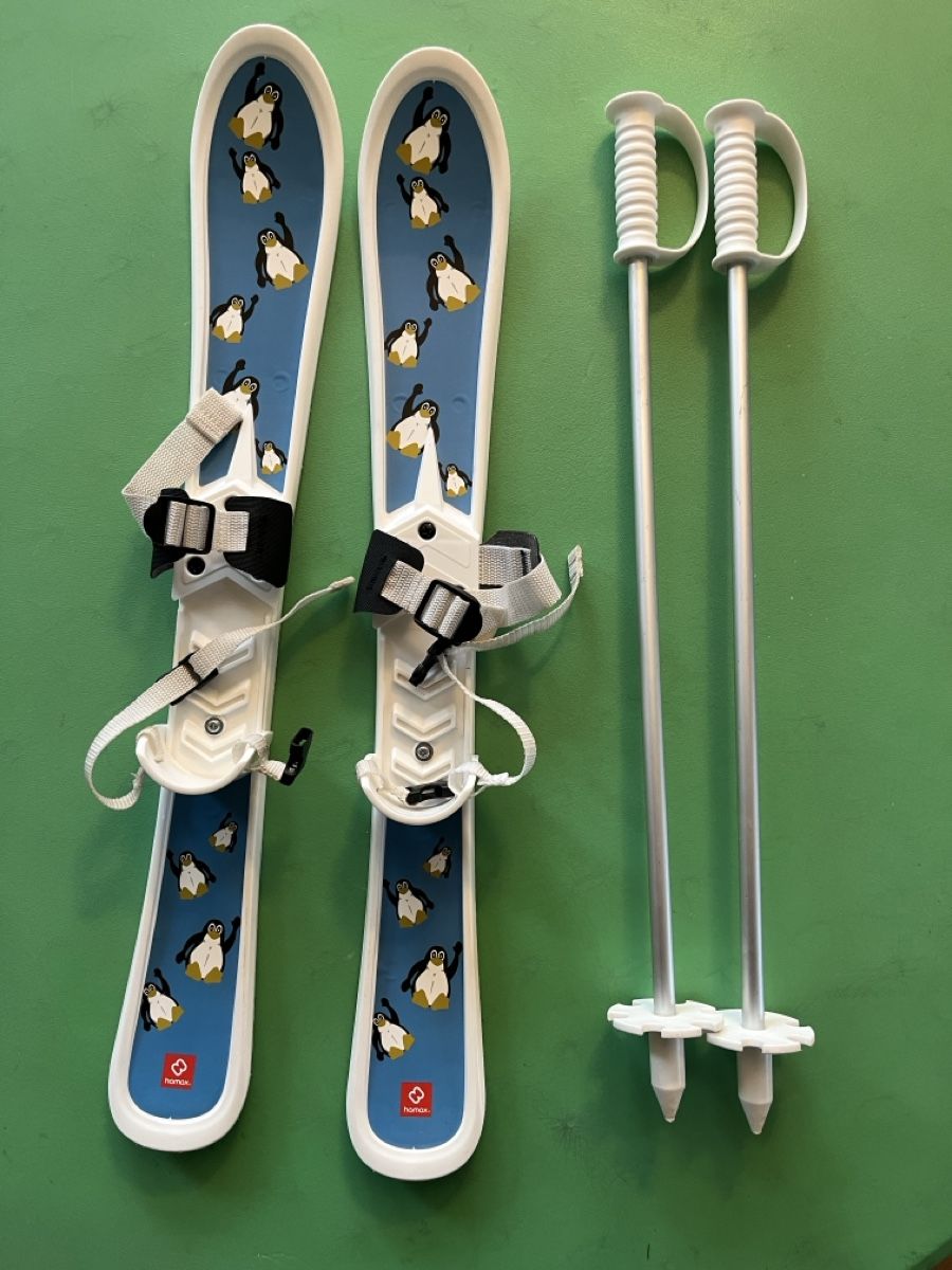 Kids Beginner Skis with Poles - Penguin Design, Fun Winter! (Neu ...
