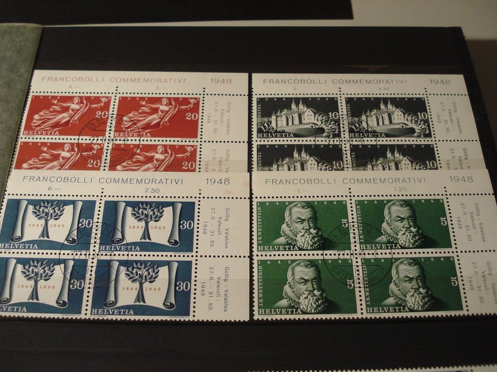 Satz 4erblocks Bundesstaat 1948, ET-Stempel, Mit Gummi ** (Gebraucht) in Niederwil AG für CHF 1 ...