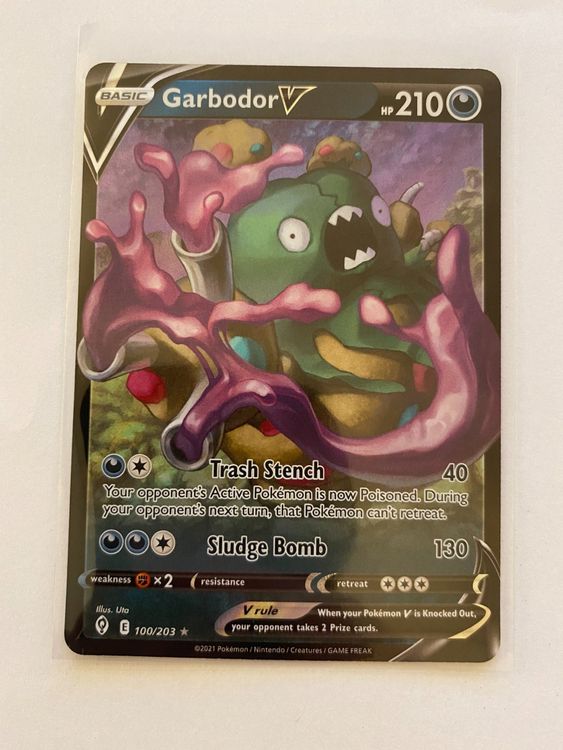 Pokemon Garbodor V 100/203 Evolving Skies EN (Neu (gemäss Beschreibung ...