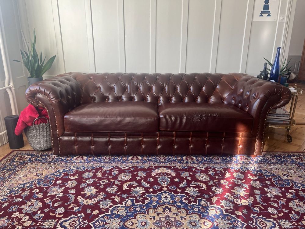 Chesterfield Ledersofa 3-Sitzer - Vintage Leder - Braun (Gebraucht) in ...