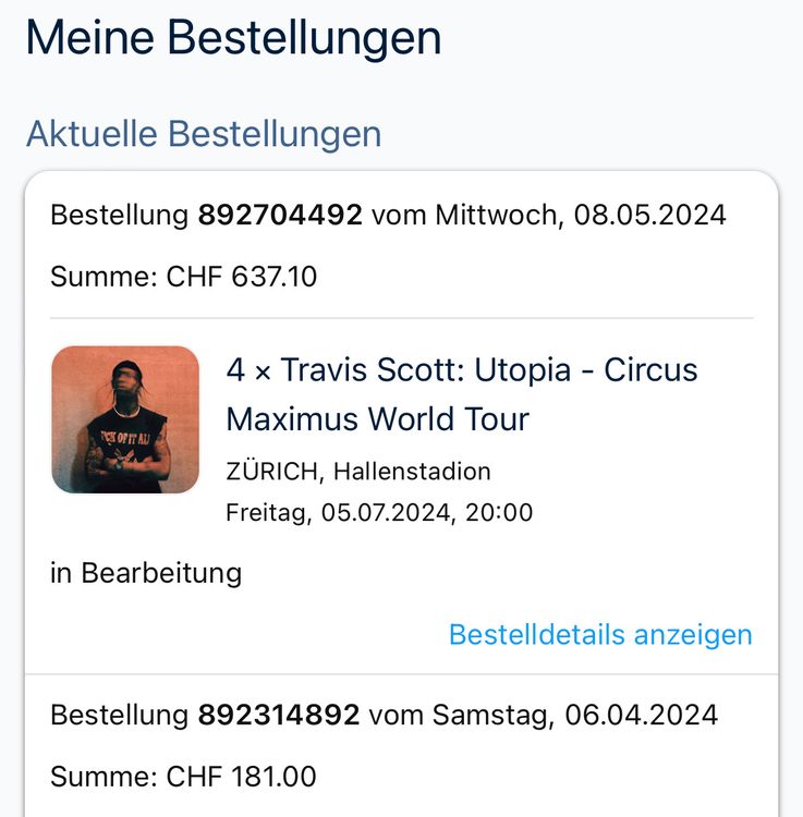 Travis Scott Tickets 2x Stehplätze Hallenstadion 05.07. (Neu und ...