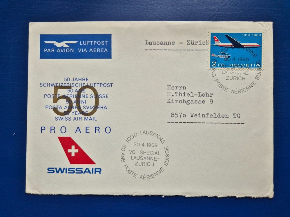 1969 Luftpostbrief 50 Jahre Luftpost SWISSAIR | Kaufen auf Ricardo