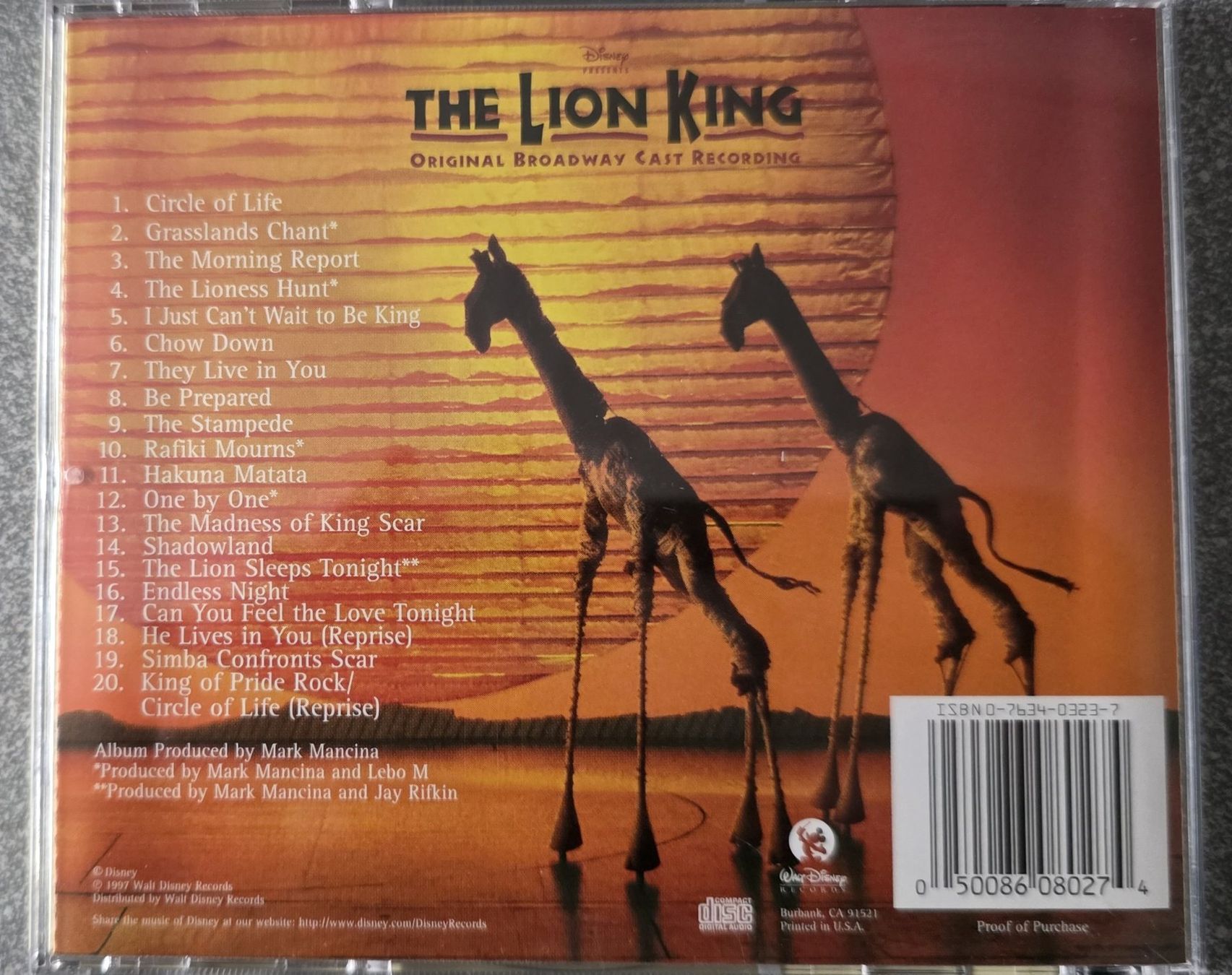 The Lion King Broadway - Motion Picture Soundtrack CD (Gebraucht) in ...