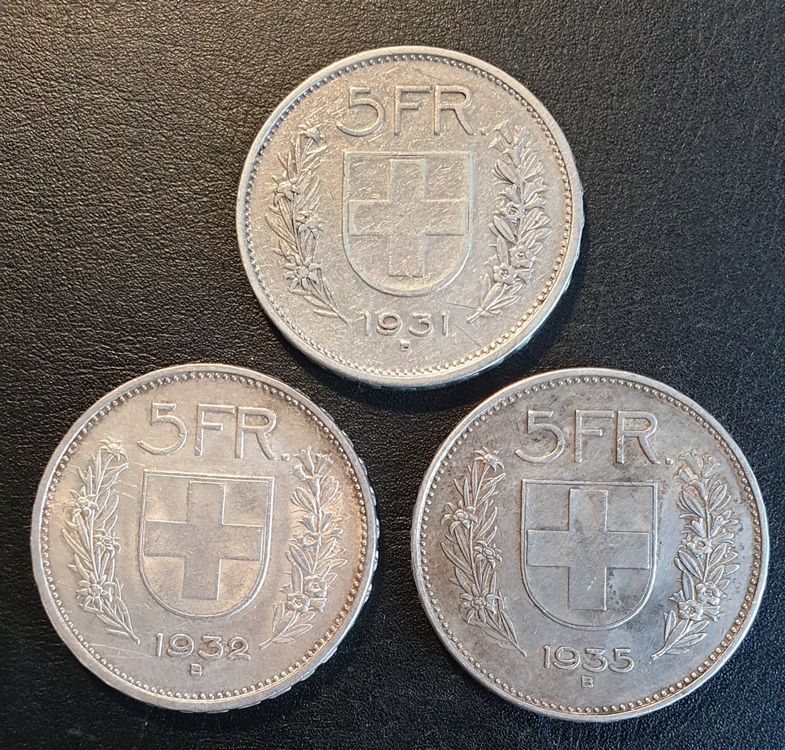 5 Franken Silbermünzen Jahrgang 1931, 1932 und 1935 | Kaufen auf Ricardo