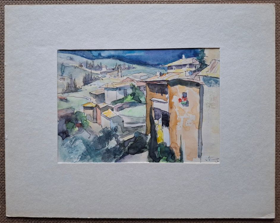 Walter Simon Aquarell «Landschaft Toscana?» um 1942 signiert (Gebraucht ...