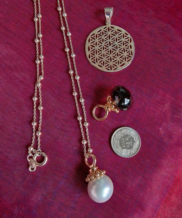 Silber Kugelkette 84cm vergoldet + 3 Olga Ribler Anhänger | Kaufen auf ...