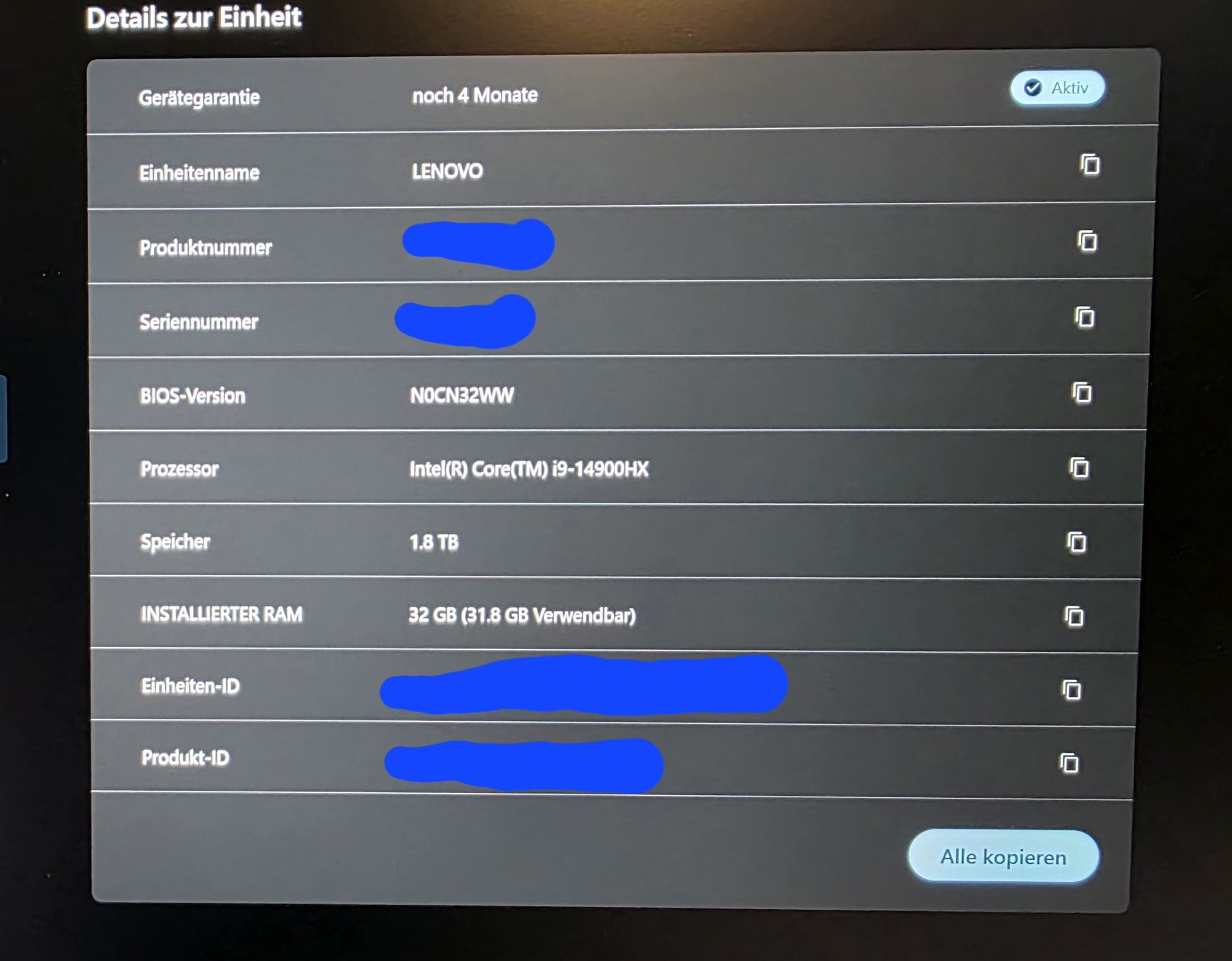 Gamin Laptop RTX4070 i9 32Gb Ram / Lenovo Legion Pro. NP 2k (Gebraucht ...
