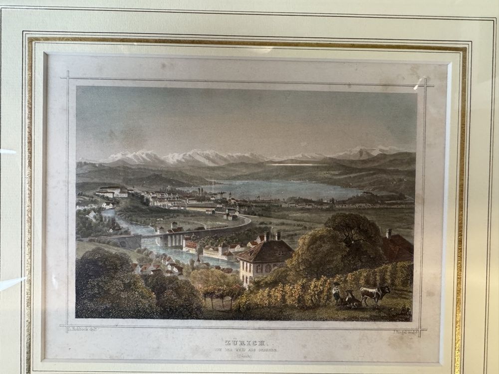 Zürich von der Weid – Originaler Stahlstich um 1865 – Echtgo (Gebraucht ...