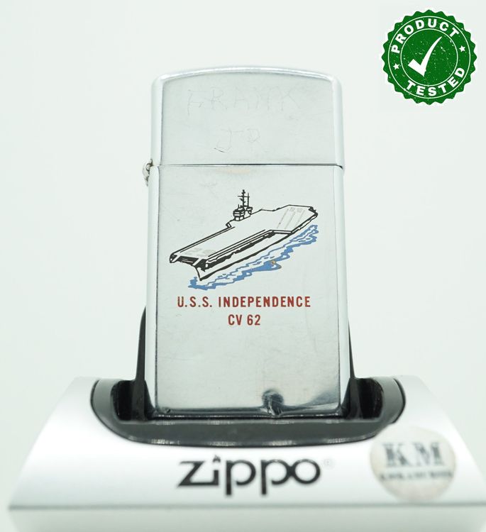 ZIPPO® US NAVY- USS INDEPENDENCE-2SIDE-SLIM -1981- GEZÜNDET | Kaufen ...
