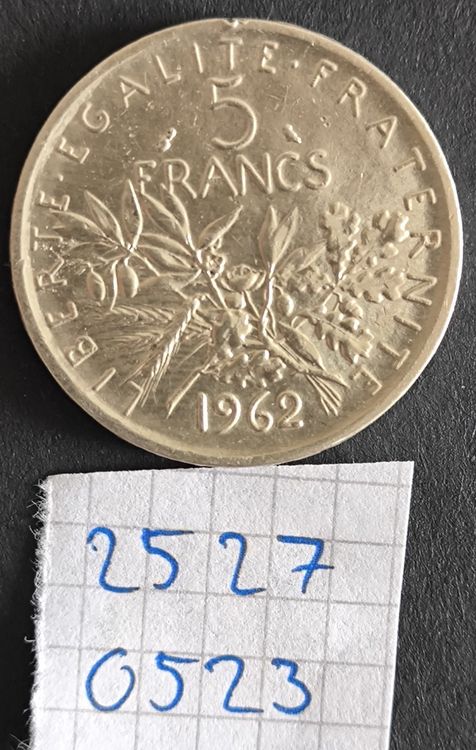 Silbermünze 5 Frances 1962 (Gebraucht) in Rorschacherberg für CHF 10 – mit Lieferung auf Ricardo ...
